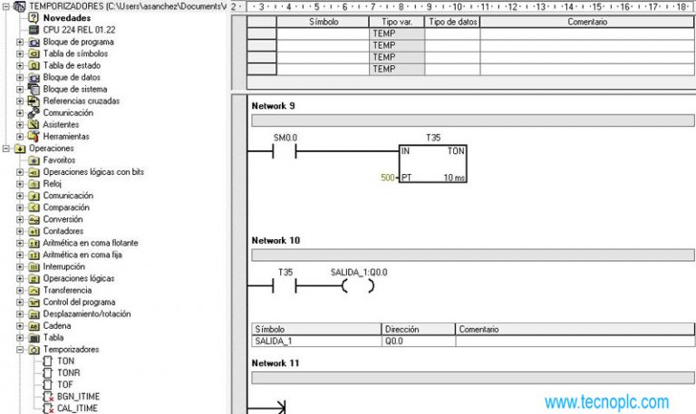 Cómo utilizar un temporizador en S7-200. » tecnoplc