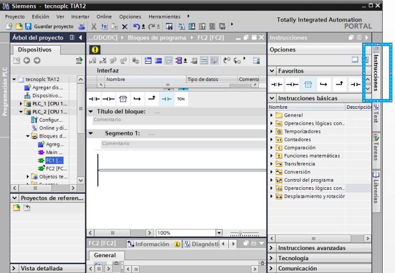 Versión de una instrucción en TIA Portal. » tecnoplc