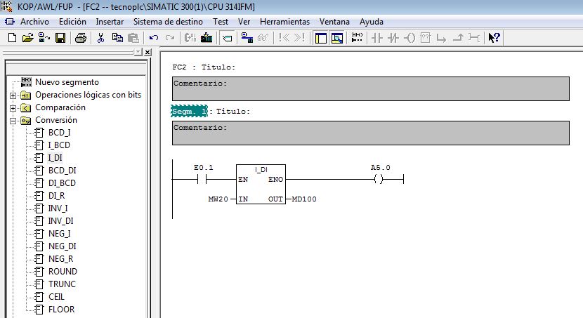 Conversión INT a DINT en datos en Step 7. » tecnoplc