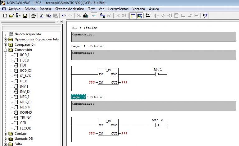 Conversión INT a DINT en datos en Step 7. » tecnoplc