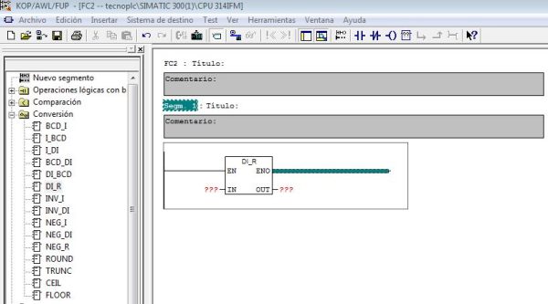 Conversión DINT a REAL en datos en Step 7. » tecnoplc