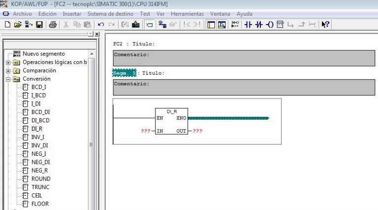 Conversión DINT a REAL en datos en Step 7. » tecnoplc