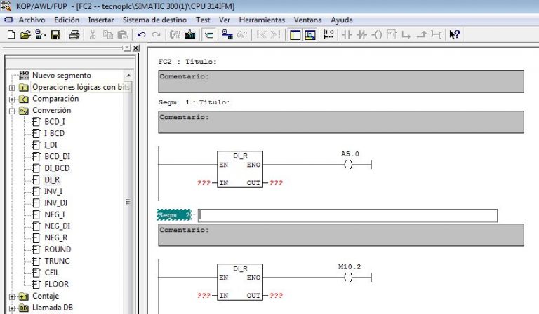 Conversión DINT a REAL en datos en Step 7. » tecnoplc