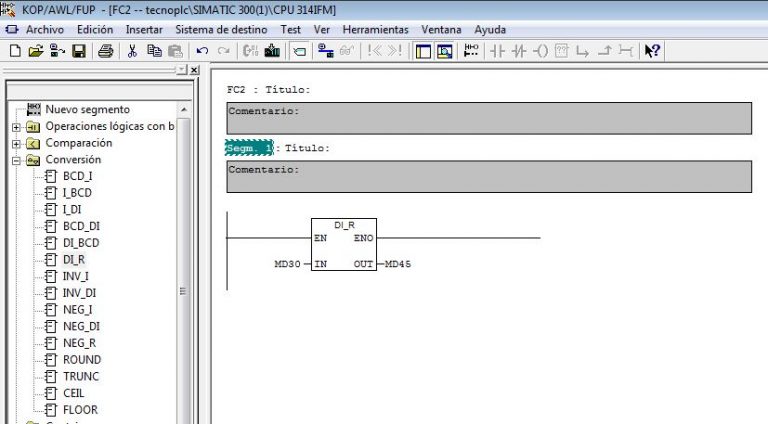Conversión DINT a REAL en datos en Step 7. » tecnoplc