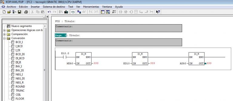 Conversión DINT a REAL en datos en Step 7. » tecnoplc