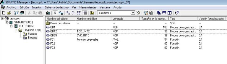 Bloques de organización OB en un proyecto Step 7. » tecnoplc