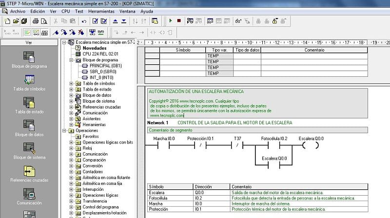 Escalera mecánica simple programada en S7-200 » tecnoplc