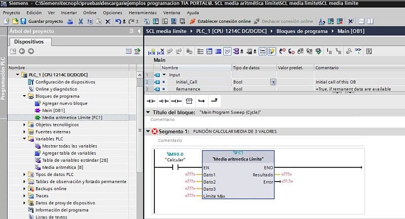 SCL media aritmética límite con programación SCL TIA Portal » tecnoplc