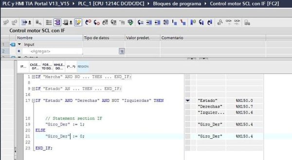 SCL control motor con IF usando condicionales en TIA Portal » tecnoplc