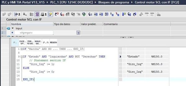 SCL control motor con IF usando condicionales en TIA Portal » tecnoplc