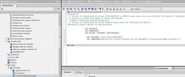 Script Invertir bit TIA Portal y mostrar texto y nuevo valor » tecnoplc