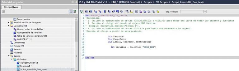 Script Invertir bit TIA Portal y mostrar texto y nuevo valor » tecnoplc