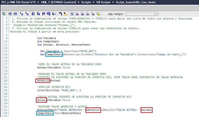 Script Invertir bit TIA Portal y mostrar texto y nuevo valor » tecnoplc