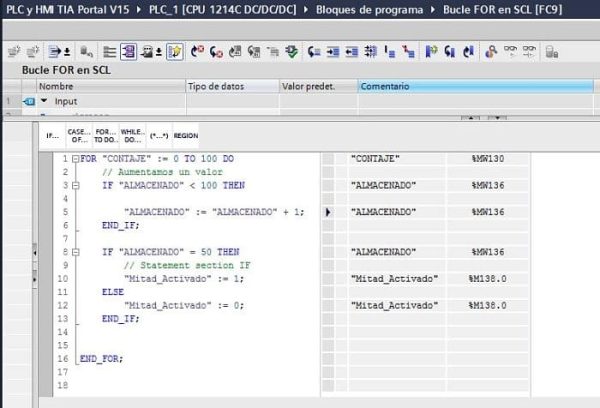 FOR SCL TIA Portal cómo utilizar bucles paso a paso al detalle » tecnoplc