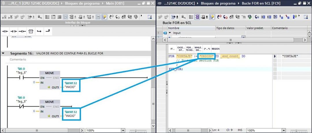 FOR SCL TIA Portal cómo utilizar bucles paso a paso al detalle » tecnoplc
