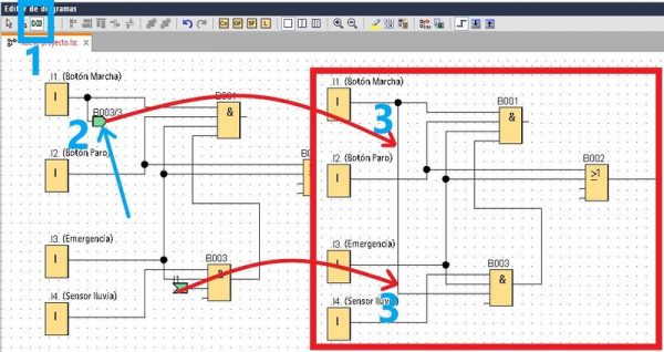 Conexiones entre funciones LOGO Siemens unión entre los bloques » tecnoplc