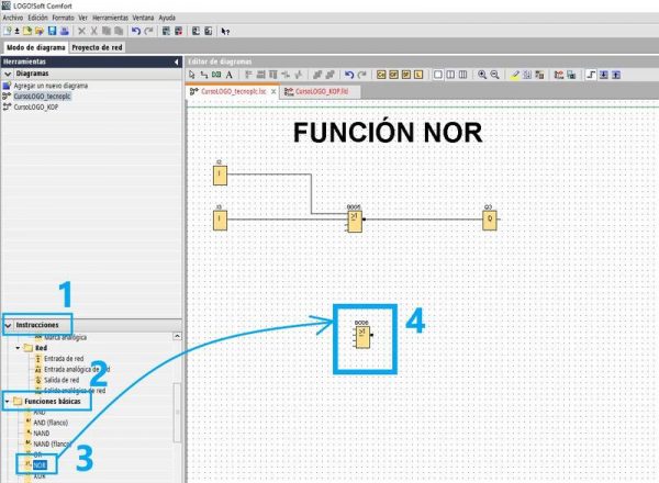 Función NOR LOGO Siemens cómo funciona y ejemplos paso a paso » tecnoplc