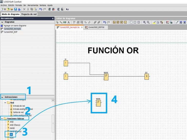 Función OR LOGO Siemens cómo se usa y ejemplos paso a paso » tecnoplc