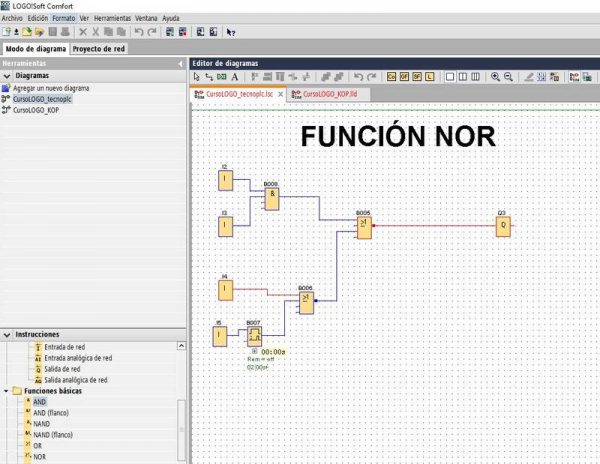 Función NOR LOGO Siemens cómo funciona y ejemplos paso a paso » tecnoplc